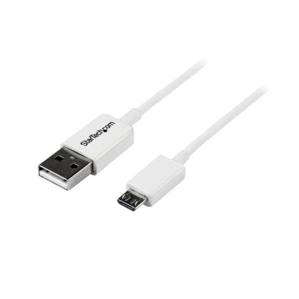 【商品名】 StarTech.com microUSB2.0ケーブル 2m A（オス）-microB（オス） ホワイト USBPAUB2MW1本