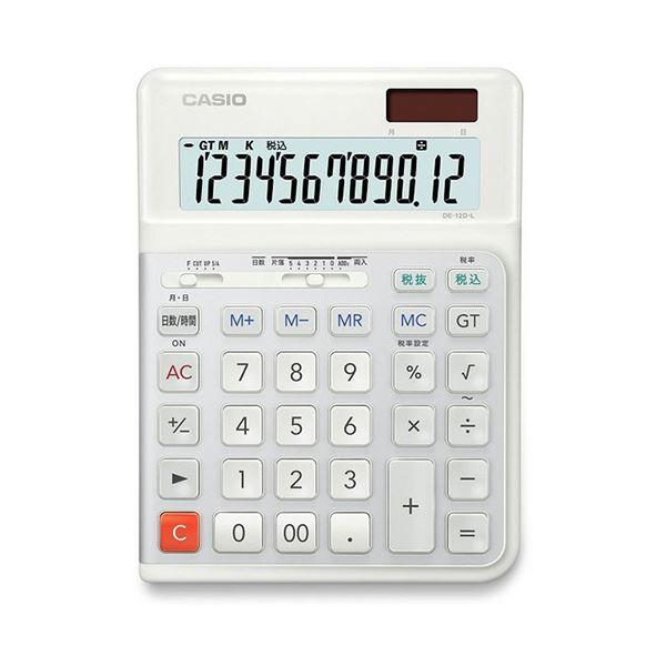 【商品名】 カシオ人間工学電卓 左手用 12桁 デスクタイプ ホワイト DE-12D-L-WE-N 1台