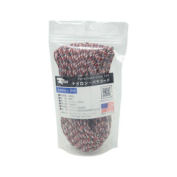 【商品名】 リッチボンド TIGER(タイガー) S-9906 パラコード レッドカモ 30Mx4mm TIGER01800 【ジャンル・特徴】 パラシュートに使用されているナイロン製の丈夫なロープ
