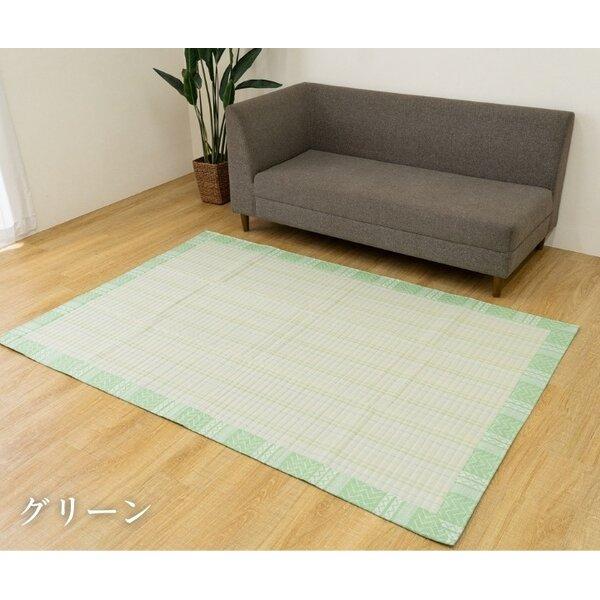 【商品名】 カーペット 綿100% グリーン 約90×190cm
