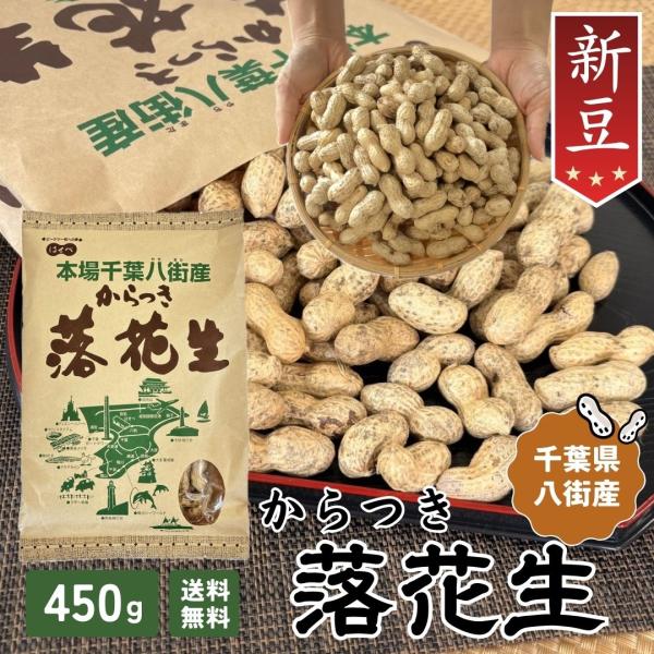 【爆買】 爆買いWeek ＜商品名＞2025年 千葉県八街産 落花生 新豆【1袋】450g 殻付き 【ナカテユタカ】 <br>＜ワード＞ピーナッツ 中手豊 国産 皮ごと 煎りざや 無添加 無着色 無塩 はせべ ちば 八街産 10...