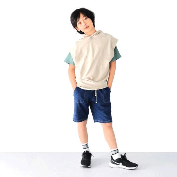 ミニ裏毛を使った、インディゴ天竺のハーフパンツです。ウェストは総ゴムですが調節紐も付いています。伸縮性に富むイージーパンツですが、横スラブが入っており商品価値を高めています。有名ブランドメーカーの生産を請け負っている縫製工場から直接仕入れた...