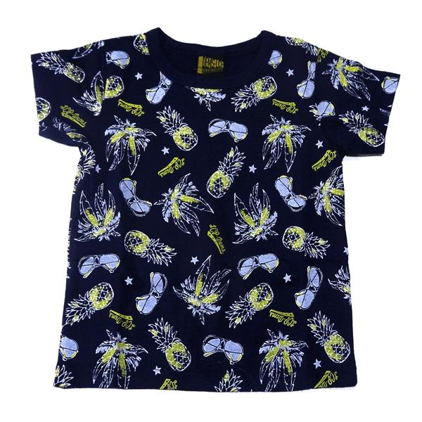 綿天竺を使った、パイナップル総プリントの半袖Ｔシャツです。パンツのコペックが作った、サングラスやパイナップルプリントの男児用Ｔシャツです。有名ブランドメーカーの生産を請け負っている縫製工場から直接仕入れたアイテム。同品質のアイテムの2分の1...