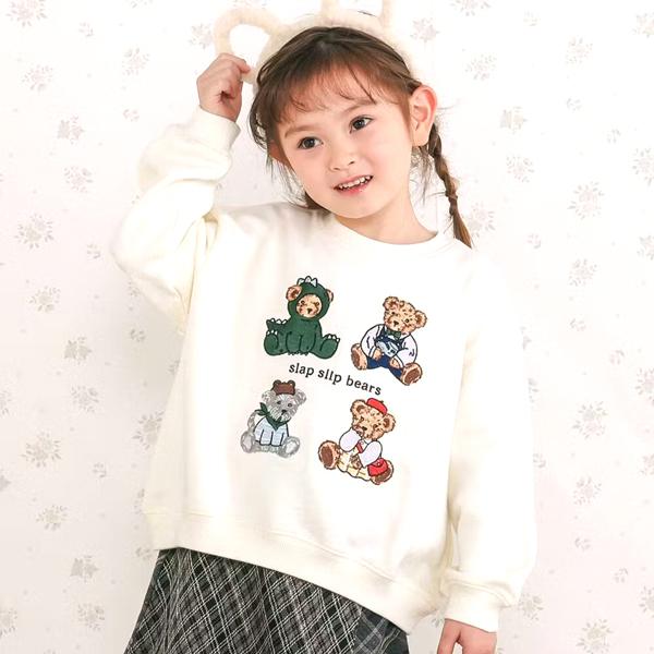 裏毛を使った、くまさん刺繍の男女児兼用トレーナーです。胸元の可愛いくまさん刺繍がインパクトがあり、男女どちらでも着れるトレーナーです。■品    番：1807-77224■素    材：100%綿、裏毛■サ イ ズ：80cm 90cm 10...