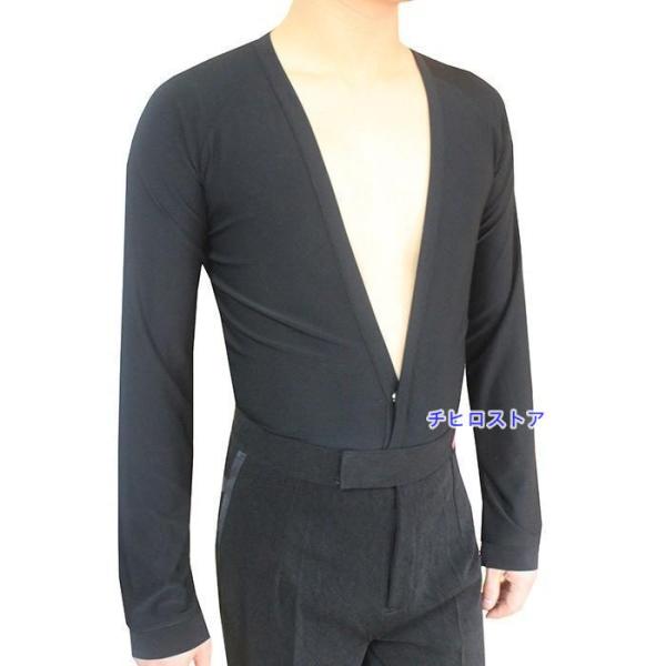[ 商品名 ]【サイズ有S-XL】男性社交ダンス衣装 ブラック ホワイト vネック 競技用 ラテンダンスシャツ メンズラテンシャツ 男性用 ダンス衣装　ダンスウェア 練習着 ラテン ルンバ チャチャチャ 演出 発表会 パーティー da215...
