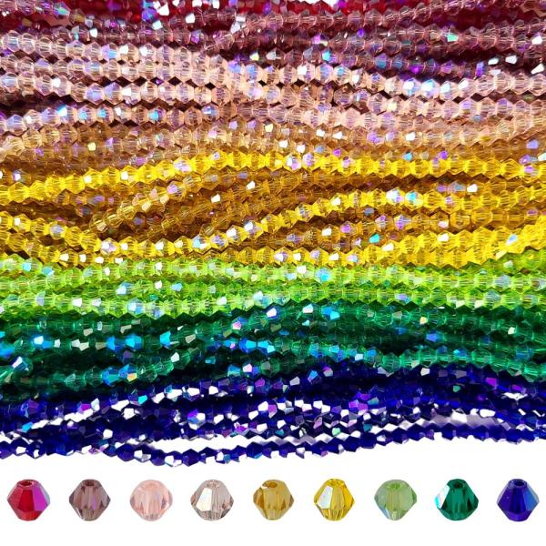 材質　■ガラス内容量■1連(72粒〜84粒程度)名称　■そろばんカット  4mm オーロラガラスビーズサイズ■3.8×4.5mm前後( 約 4mm ) 穴約1mmソロバン珠のような形状にカットされた多面ビーズ。表面はオーロラめっきでコーティ...