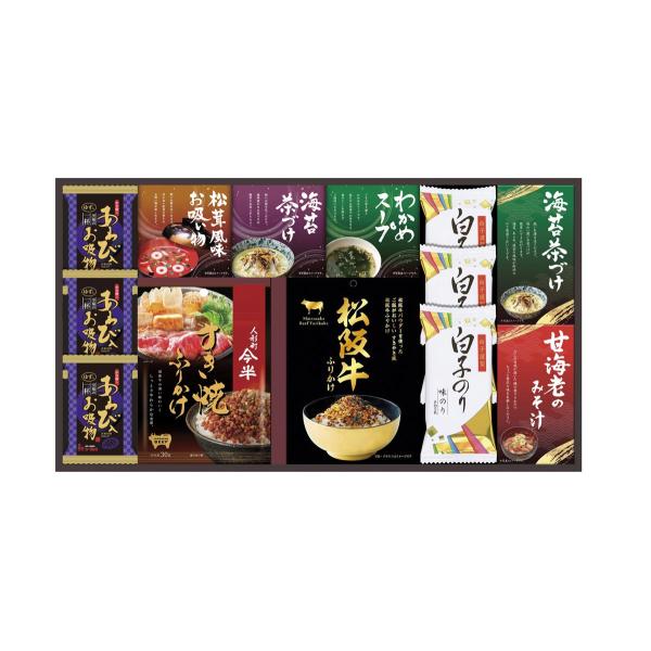 人形町今半の「すき焼きふりかけ」、松阪牛パウダーを使った「すき焼き風松阪牛ふりかけ」に高級素材使用のフリーズドライやお吸い物等をギッシリ詰め合わせました　商品内容：人形町今半すき焼きふりかけ30g・松阪牛ふりかけ30g・甘海老みそ汁（7.5...