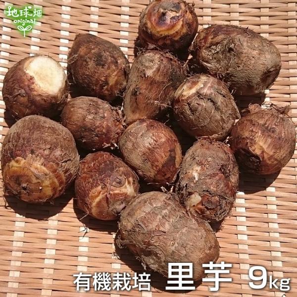 【商品】有機里芋（転換期間中を含む）【内容量】９kg（１個あたり約20〜200g）【産地】鹿児島県産、宮崎県産【配送】8〜11月中旬：冷蔵便11月中旬以降：常温便
