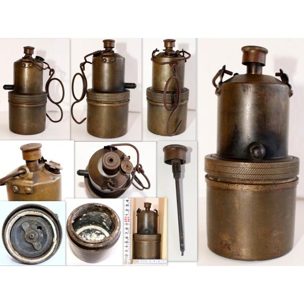 1670/ジャンク品/カーバイトランプ◆商品状態：ジャンク品です。部品の不足があるかもしれません。入水口の蓋がきちんと締まりません。水タンク側のリングと火口が固くて動きません。水タンクのパッキンは劣化しております。カーバイトタンクに消石灰の...