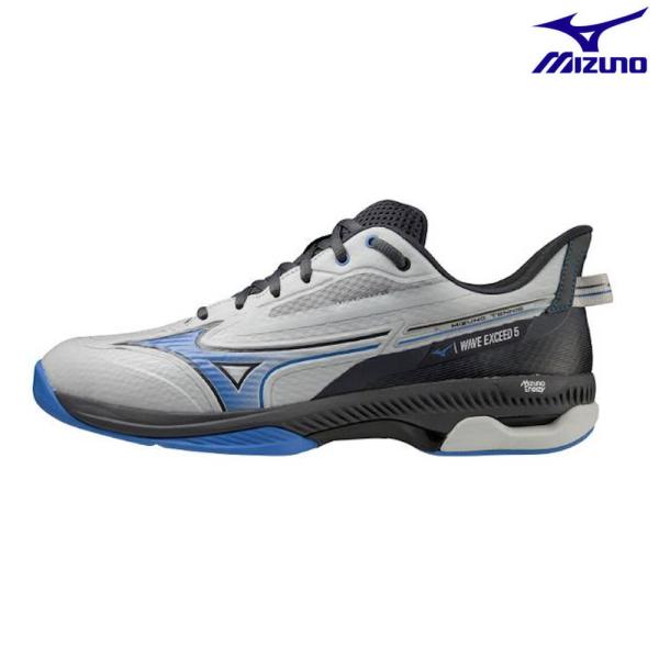 MIZUNO ENERZY搭載！前モデルからの耐久性UPと、目を惹く斬新なロゴがポイントのワイドモデル。■品番：61GR231103■商品名：ウエーブエクシード 5 WIDE CS■カラー：03:ライトグレー×ブルー×ダークグレー■サイズ：...