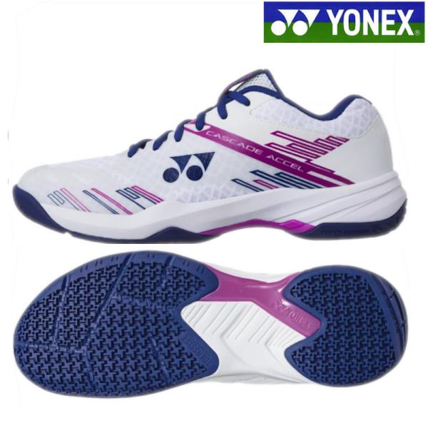 トウアシストシェイプ採用でパワーロスのない素早いフットワークを実現。柔らかく足にフィットするミッドカットモデル。■品　番：SHBCA1MD■商品名：パワークッションカスケードアクセルミッド■カラー：ホワイト/パープル(115)■サイズ：22...