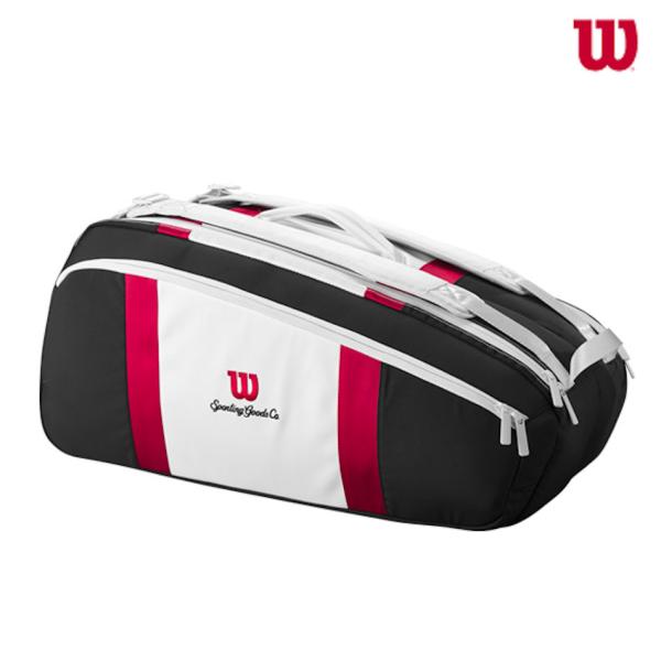 ■品番：WR8035401001■商品名：COURAGE COLLECTION RACQUET BAG 9PK■カラー：ブラック■サイズ：74×33×33cm■素材：ポリウレタン+ポリエステル■収納：ラケット15本まで収納可能（＊中厚ラケッ...