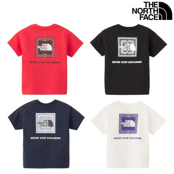 リサイクルポリエステルと風合いの良いオーガニックコットンを混紡したニット素材の半袖Tシャツ■品番：NTB32546■商品名：ベビーショートスリーブバンダナスクエアロゴティー■カラー：　W：ホワイト　HI：ハイビスカス　UN：アーバンネイビー...