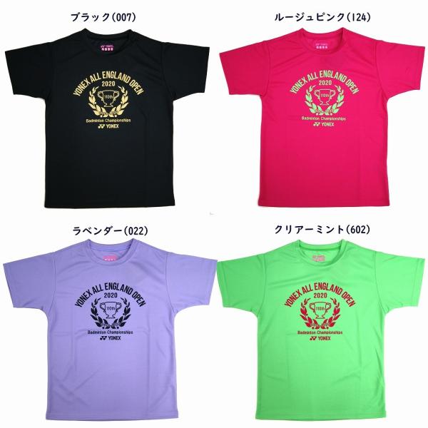 ■品番/YOB20002■商品名/ヨネックスオールイングランドオープン2018記念Ｔシャツ（レディース）■カラー/ブラック(007)ラベンダー(022)ルージュピンク(124)クリアーミント(602)■素材/ポリエステル100%■機能/・受...
