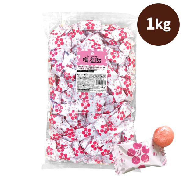■商品名：1kg 梅塩飴■内容量：1kg（個包装込み）暑い季節のお仕事やスポーツ後の塩分補給に。1kgで約230粒入り。業務用の塩飴です。和歌山県産の梅の実を塩漬けする際に出る「梅酢」から製造した梅塩を使用したキャンディです。【こんなシーン...