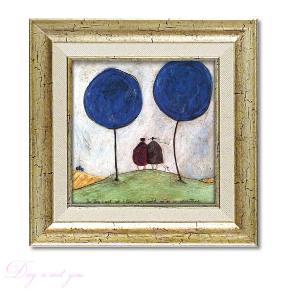 イギリスの作家サムトフトのアートフレーム【あなたに出会った日】です。サムトフトの不思議な世界は優しい雰囲気で癒されます。絵の表面に透明のゲルを使って凹凸加工を施し、油絵のような質感を出しています。ガラスを使用していない額縁なので割れる心配が...