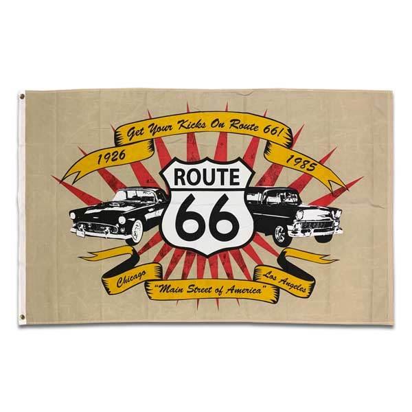 珍しいデザインのROUTE66フラッグ入荷しました！ アメリカンな雰囲気がいっそう引き立ちます！ ガレージやお部屋の壁にディスプレーできるように隅に金具がございます。 ※輸入品の都合上、サイズ・デザイン等の仕様変更がある場合がございます。ご...