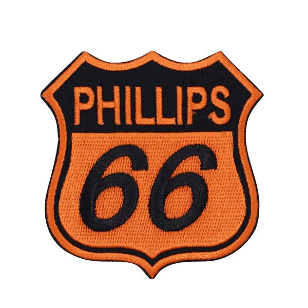 かつてROUTE66沿いにたくさん店舗があった、PHILLIPS66ロゴワッペンです！<BR>ワークシャツやジャケットの肩口あたりにカスタムして頂くとカッコイイですね♪<BR><BR>裏面に接着用糊が付い...