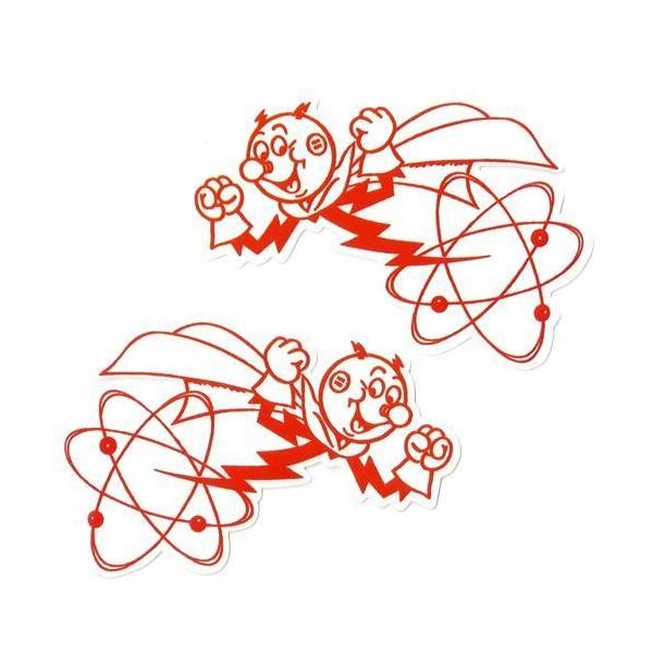 アラバマの電力会社のキャラクター。 レディキロワットの左右対称です。 バイクのガソリンタンクやヘルメットなど左右にお使いいただけます。二枚一組です。 サイズ：横11cm×縦9.5cm材質：耐水性ＵＶ対応ビニールステッカー