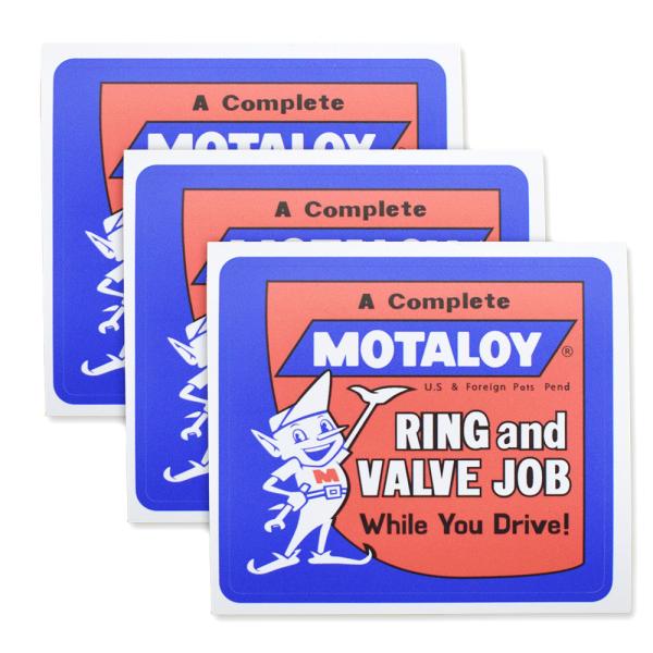 アメリカンなデザインで人気のステッカーシリーズ！ステッカーチューンに最適なサイズ感です！“A Complete MOTALOY ? RING and VALVE JOB While You Drive!”柄タイプ：#104　MOTALOYサ...