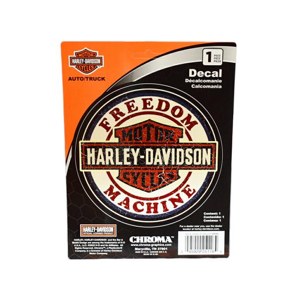 HARLEY DAVIDSONのデカールステッカー！クオリティはもちろんデザインもThe HARLEY DAVIDSON !! 文句なしの安定感のあるお品です!フリーダムマシンと書かれたハレー古き良き時代の雰囲気を醸し出されたステッカーです...