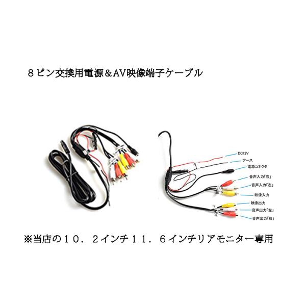 【製品概要】電源 DC 12V８ピンケーブル　当店の10.2インチリアモニターと１１．６インチリアモニター専用AV端子【セット内容】ケーブル×1個