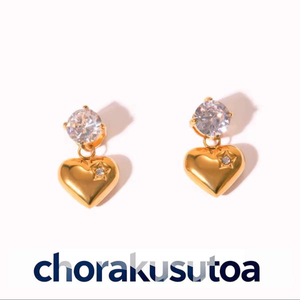 ステンレスアクセサリー◎金属アレルギー対応?◎防水素材??※必ずしも全ての方に、アレルギー反応が出ないという保証はございませんので、予めご了承ください。??色:GOLD?素材:ステンレススチール?/立体ジルコニアサイズ:高さ約2.26センチ...