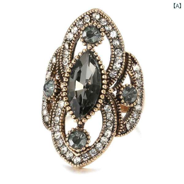 カテゴリ:リング主な素材:合金スタイル:ヴィンテージ風:花柄加工:電鍍対象:レディースストーン:人工宝石、半貴石カラー展開:グレーサイズ展開:7号、8号、9号、10号