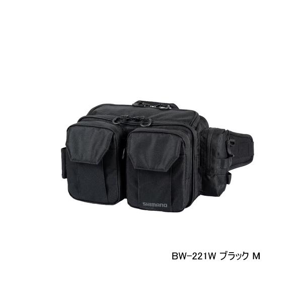 ◆ルアーや小物を使いやすい場所に分けて収納できるウエストバッグ。釣り専用バッグとして、3種のホルダー（ドリンク／プライヤー／ロッド）を標準装備しています。