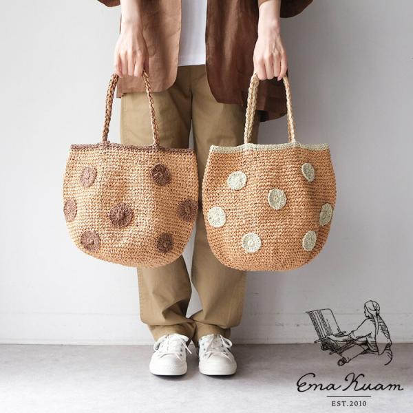 エナクアム Ena Kuam EKD261008 ドットラウンド チェロセカンド かごバッグ Cello second bag SFG266292お出かけしたくなる愛らしいドット柄が魅力のサマーバッグ。ふんわりと丸みを帯びたフォルムが印象的...
