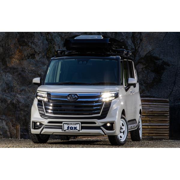 FRP製。商品は未塗装品になりますので別途ペイントが必要です。CLS FOX　フロントバンパー・純正グリル使用【適合】2021〜後期型型式：M900A　M910Aルーミーカスタム　トールカスタム　ジャスティ★車検対応