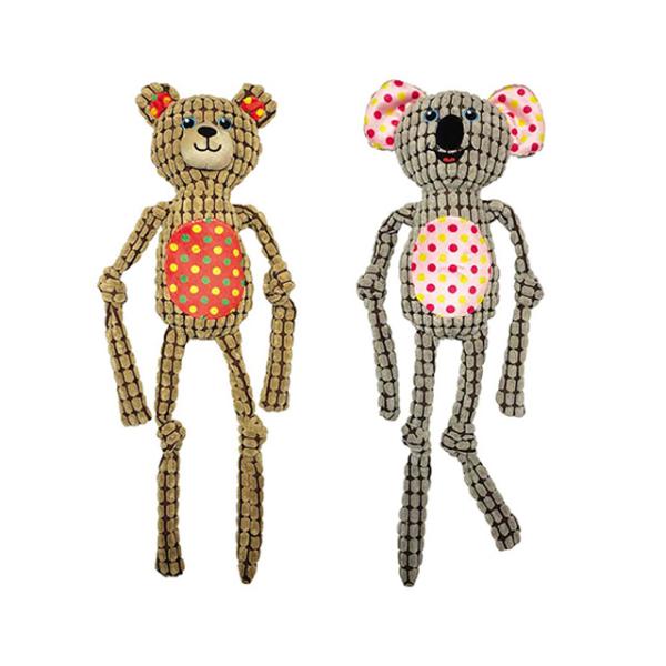 お腹はスクイーカー♪手足が結び目になっている☆ボコボコボディの手足が特徴のおもちゃ☆クマとコアラの２種類で、お腹にスクイーカー入り♪ ■サイズ(W)180×(D)65×(H)500 (mm) ■原材料ポリエステル