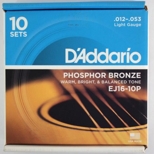 ダダリオ D'Addario EJ16-10P Light 012-053 10セット アコースティックギター弦 12-53 フォスファーブロンズ ダダリオ EJ16 10set Pack  D'Addario EJ16-10P Light...