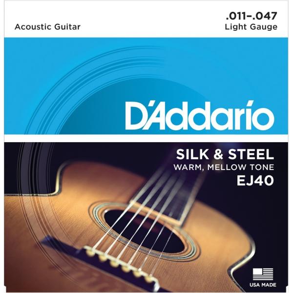 Silk ＆ Steel Folk GuitarSilverplated Woundゲージ：1st:PL011 2nd:PL014.3rd:J4003.4th:J4004 5th:J40056th:J4006   1セットでの販売です。