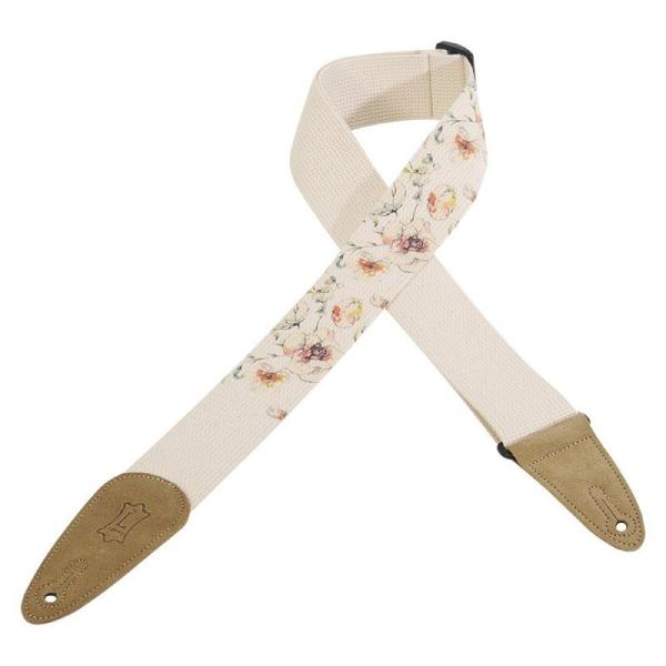 2016年のNAMMショウにて発表されたレビース新作ストラップ。バラのデザインが入ったストラップです。ストラップピンをつける部分はスウェード生地になっています。