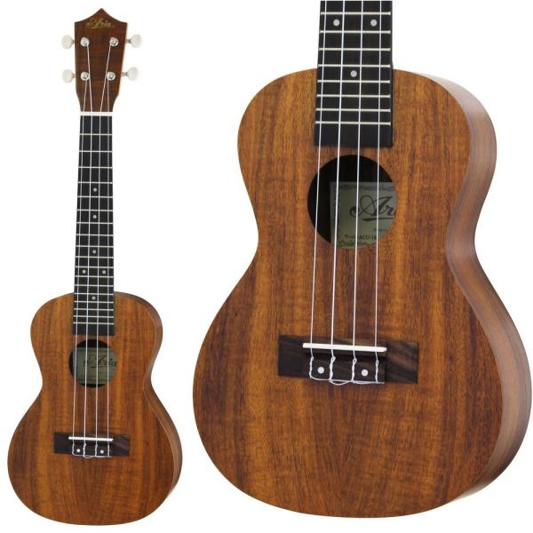 ARIA ACU-1K コンサートウクレレコア材を採用したコンサートウクレレ。歯切れの良い、明るいサウンドが特徴です。ギア式ペグの採用によるチューニングのしやすさも魅力です。【Specifications】Top：KoaBack ＆ Sid...