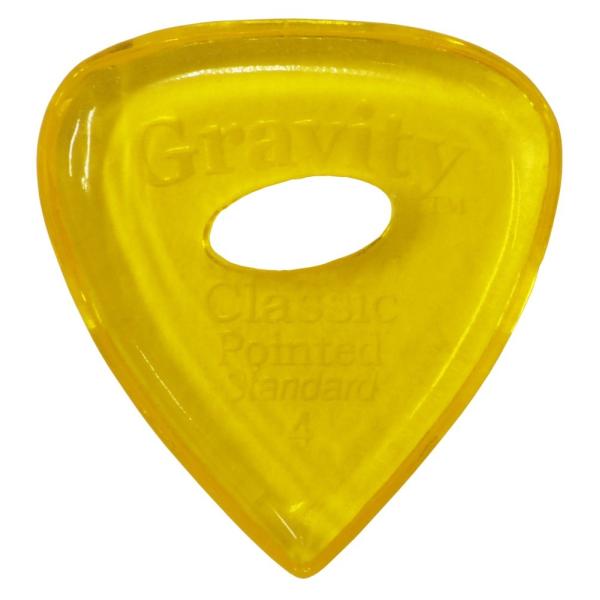 GRAVITY GUITAR PICKS Classic Pointed -Standard Elipse Grip Hole- GCPS4PE 4.0mm Yellow ピックグラビティギターピックは、ハンドメイドでピックを製作するアメリ...