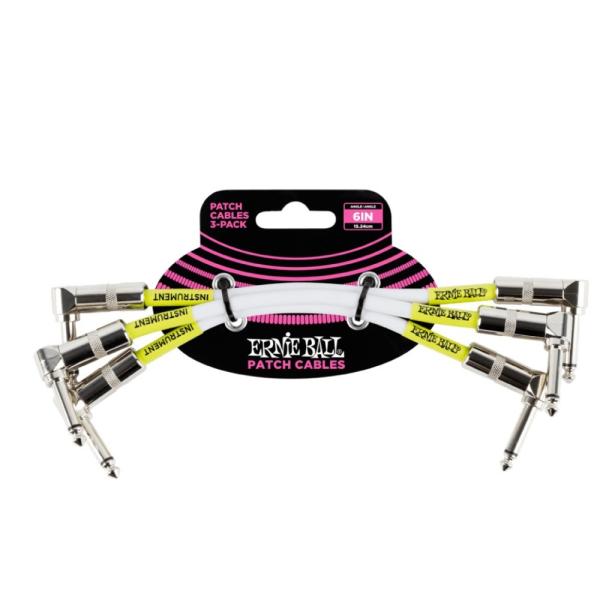 パッチケーブル 約15cm LL 3本セット アーニーボール ERNIE BALL 6051 6" ANGLE/ANGLE PATCH CABLE 3-PACK WHITE。6" Patch Cable(6インチ・パッチ・ケーブル）は、非常...