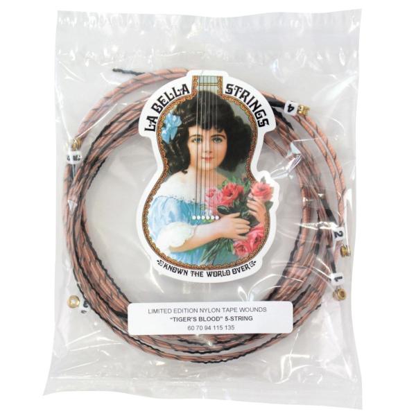 ※画像はサンプルです。生産ロットによりパッケージの表記が掲載画像と異なる場合がございます。あらかじめご了承ください。  La Bella Limited Edition Tiger's Blood 5-Strings 5弦ベース弦  銅製の...