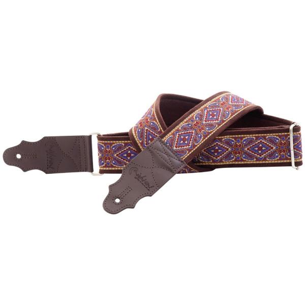 Righton! STRAPS STANDARD PLUS Series MONTEREY Purple ギターストラップ。60年代のジャガード織ヴィンテージ風の生地を使用したモデル。鮮やかな発色とヴィンテージパターンの柄が特徴です。