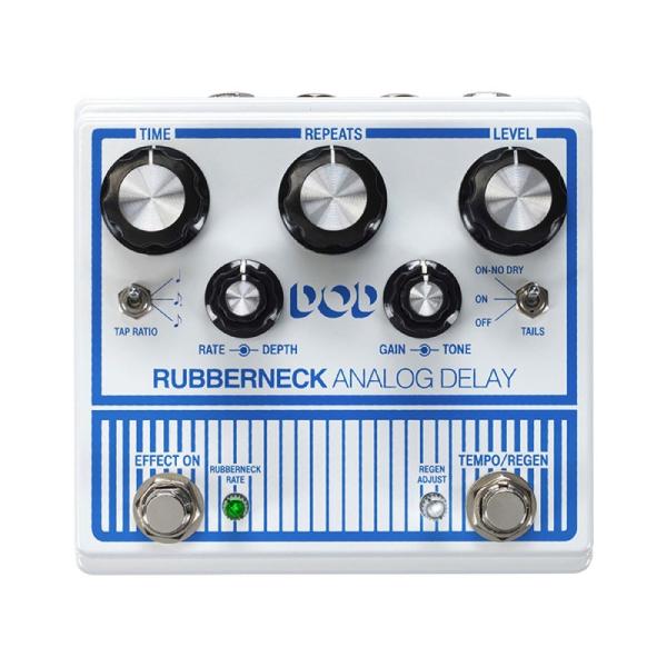 DOD Rubberneck Analog Delayは、1秒を超えるディレイ・タイムを設定でき、ウォームで豊かな音色を備えた100％アナログ回路によるディレイ・エフェクターです。ディレイ効果をストレッチするラバーネック効果、タップ・テンポ...