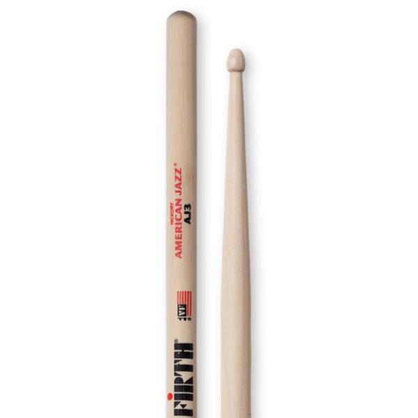 VIC FIRTH VIC-AJ3 ドラムスティックAMERICAN JAZZアメリカン・ジャズ・シリーズ小さめのティアドロップ(涙)型チップの採用と、ネック部から長めのテーパー形状とすることで、心地よいリバウンド感が得られ、ダークなシンバ...