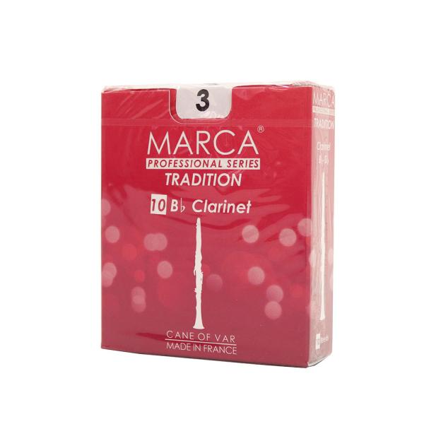 MARCA TRADITION B♭クラリネット リード [3] 10枚入り※商品の性質上、商品の返品・交換はお受け出来ません。フランス産最上質ケーンの直径の最も厚い部分のみを使用し、ハンドメイドで仕上げている高品質のリードです。ケーンの最...