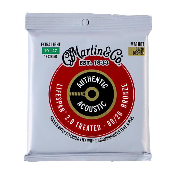 マーチン 12弦用アコギ弦 MARTIN MA180T Treated with Lifespan Bronze Extra Light 12弦用アコースティックギター弦マーティン・ストリングスがメインとなる製品をリニューアルし、新たに「オ...