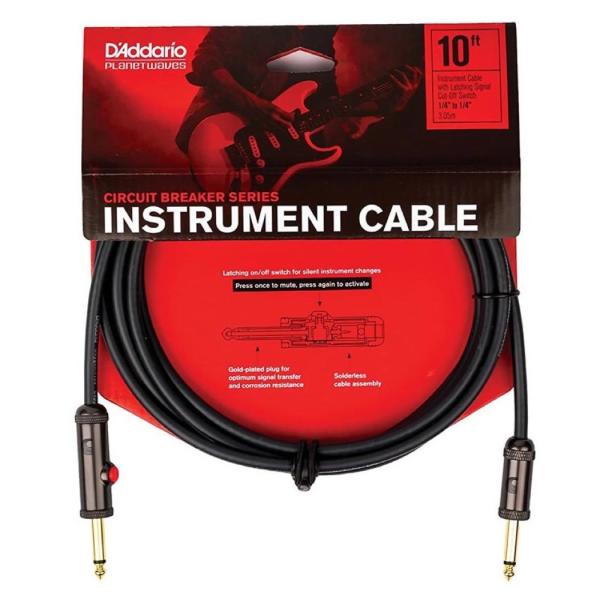Planet Waves by D'Addario PW-AGL-10 3m SS 楽器用シールドケーブルCircuit Breaker Cable (Latch Switch on/off )Planet Wavesの画期的なサーキットブ...