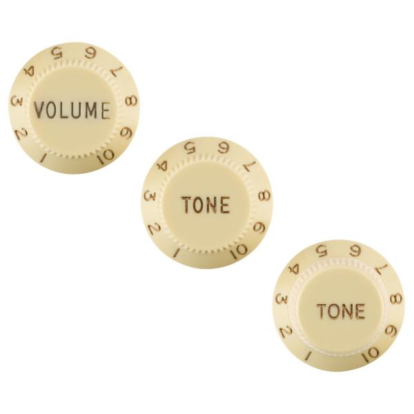 フェンダー ギターパーツ ノブ Stratocaster Knobs Aged White Volume Tone Tone 3 Left-Handed コントロールノブ 3個セット Fender。※パーツの取り扱いには、相応の技術と知識が...