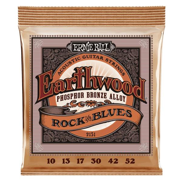 ERNIE BALL 2151 Earthwood Rock and Blues w/Plain G Phosphor Bronze 10-52 Gauge アコースティックギター弦スズ・メッキされたスティールワイアー・ヘックス・コアに、9...