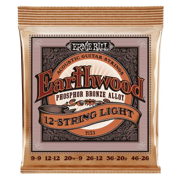 ERNIE BALL 2153 Earthwood 12-String Light Phosphor Bronze 9-46 Gauge アコースティックギター弦スズ・メッキされたスティールワイアー・ヘックス・コアに、92％の銅、7.7%の...