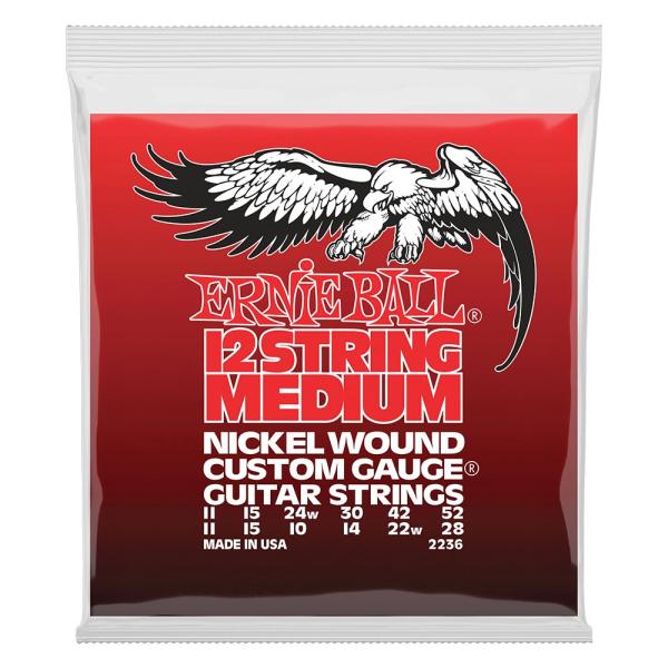 ERNIE BALL 2236 Medium 12-String Nickel Wound 11-52 Gauge エレキギター弦太いゲージ・セットを必要とするギタリストにお勧めの弦です。スペックはスリンキー・シリーズと同様ですが、3弦をプ...