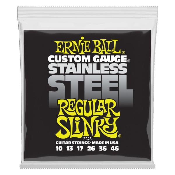 ERNIE BALL 2246 Regular Slinky Stainless Steel Wound 10-46 Gauge エレキギター弦ワウンド弦に、錆びに強く耐久性に優れたステンレス・スティール・ワイアーを採用したモデルです。アタ...